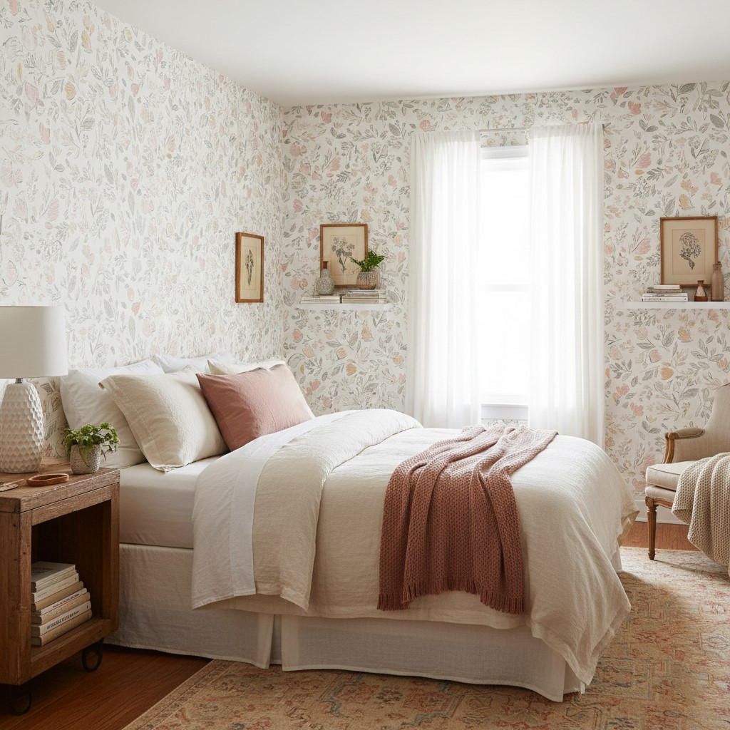 Blush Meadow Sketch Wallpaper | Wallpaper Online