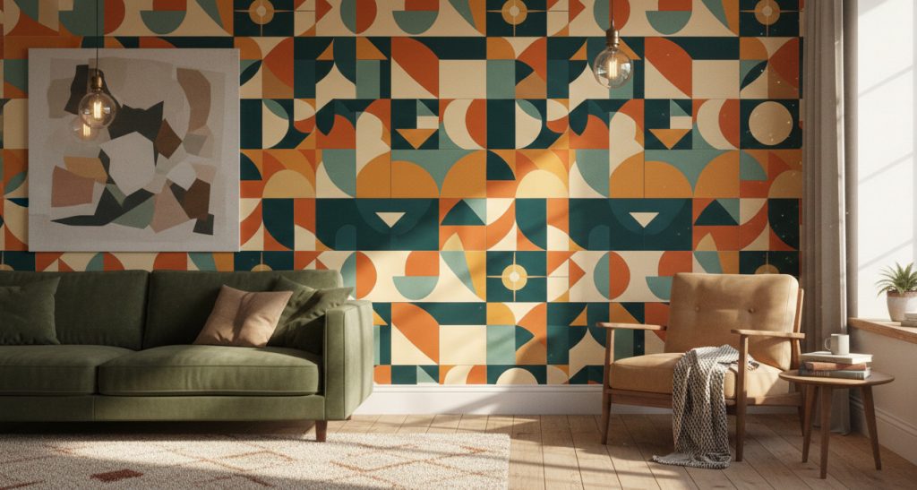 Retro Geo Mural | Wallpaper Online