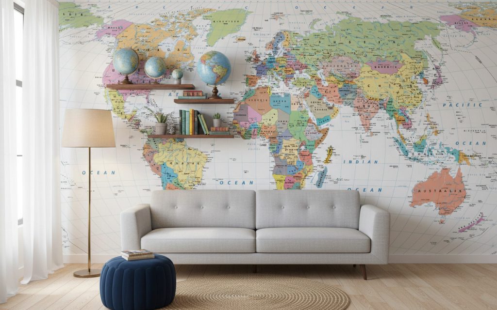 Classic Atlas World Map Mural | Wallpaper Online
